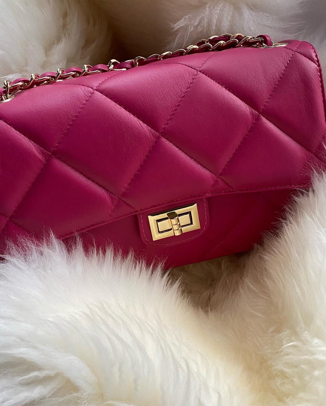 Fuschia Shoulder and Crossbody Bag for Women in Genuine Leather ...