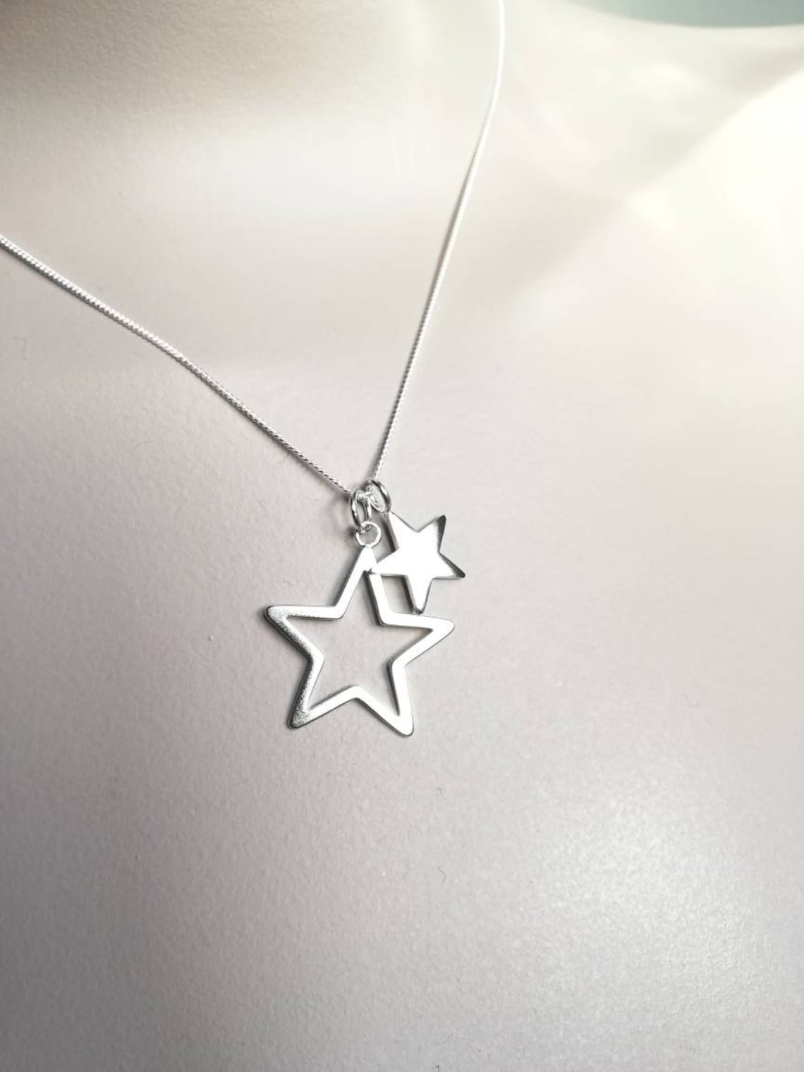 Star Necklace Silver 925 Sterling Silver Double Star - Etsy UK