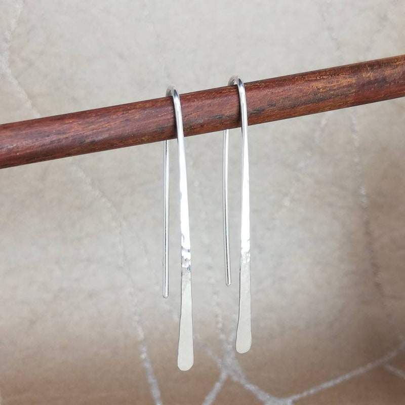 Long Dangle Sterling Silver Earrings - Etsy