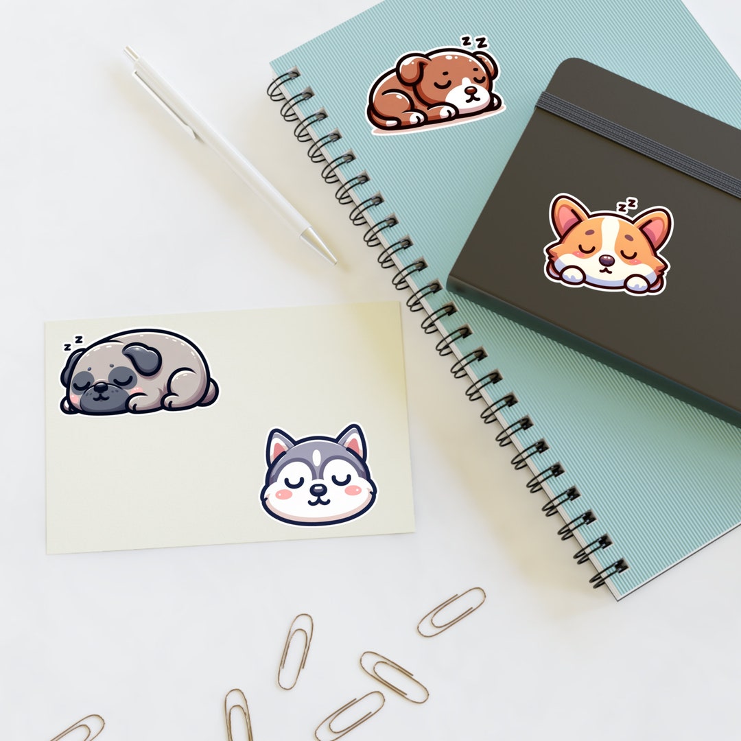Cute Kawaii Sleeping Dogs Puppies Sticker Sheet 4 Stickers - Etsy
