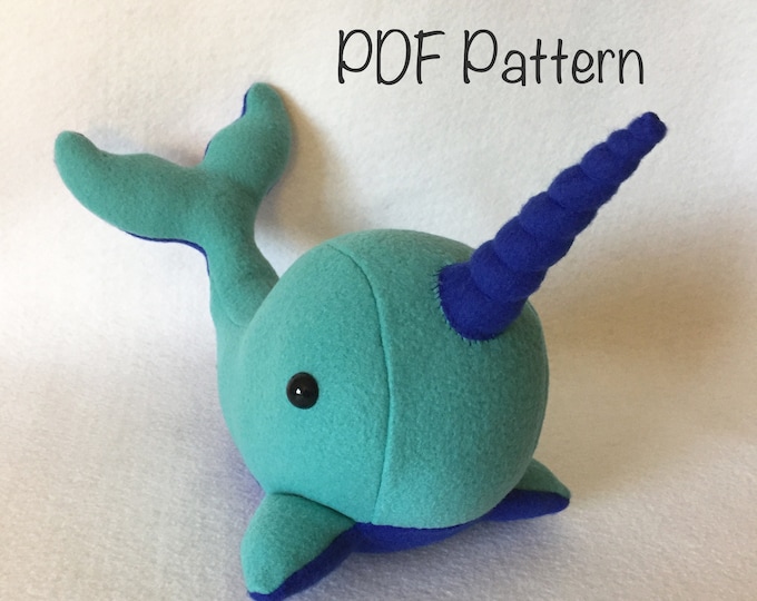 Narwhal Plush PATTERN and Instructions Narwhal Pattern Whale Plush Pattern Narwhal Toy Narwhal ...
