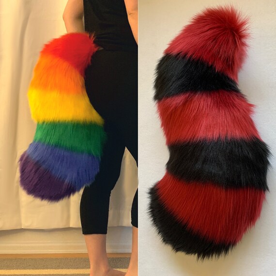 Custom Color Striped Raccoon Tail Furry Red Panda Tail Raccoon - Etsy