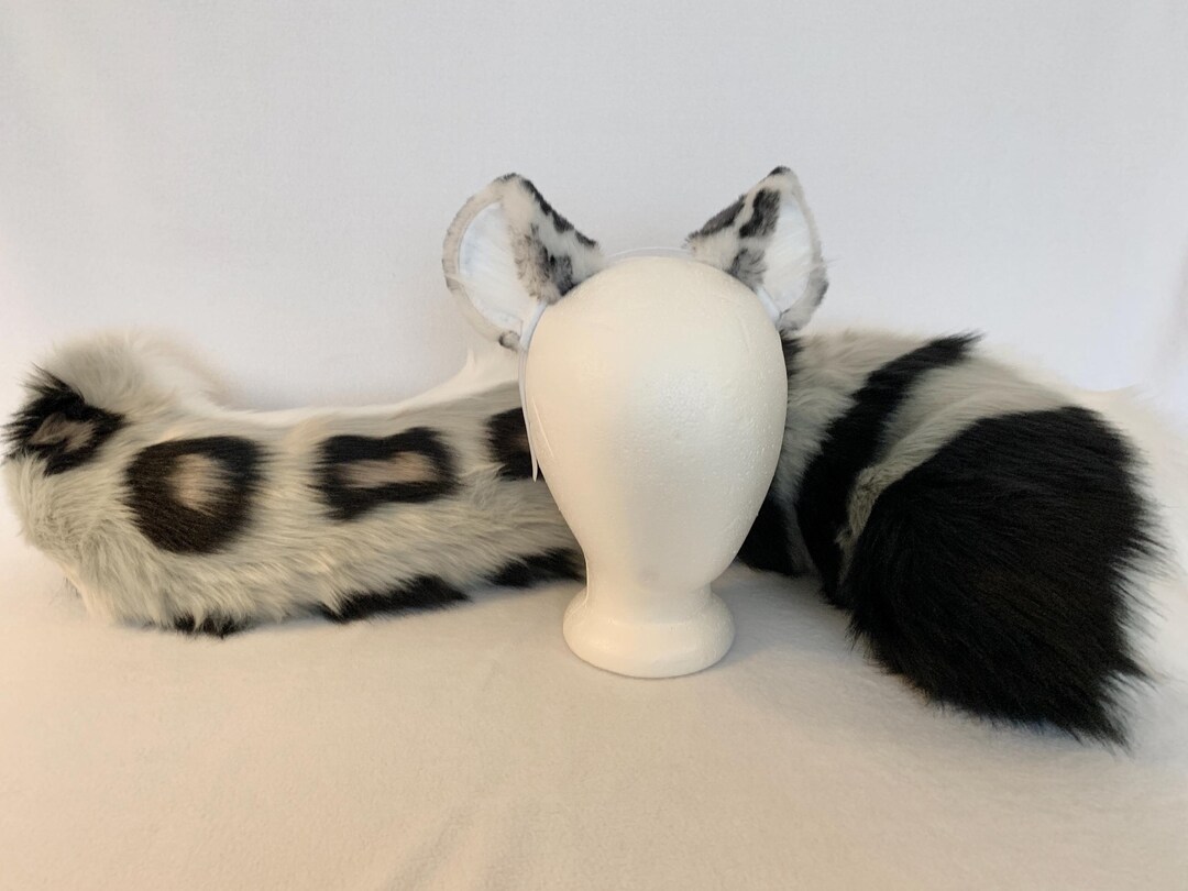 Giant Snow Leopard Tail and Ears Snow Leopard Fursuit Tail Custom Snep ...