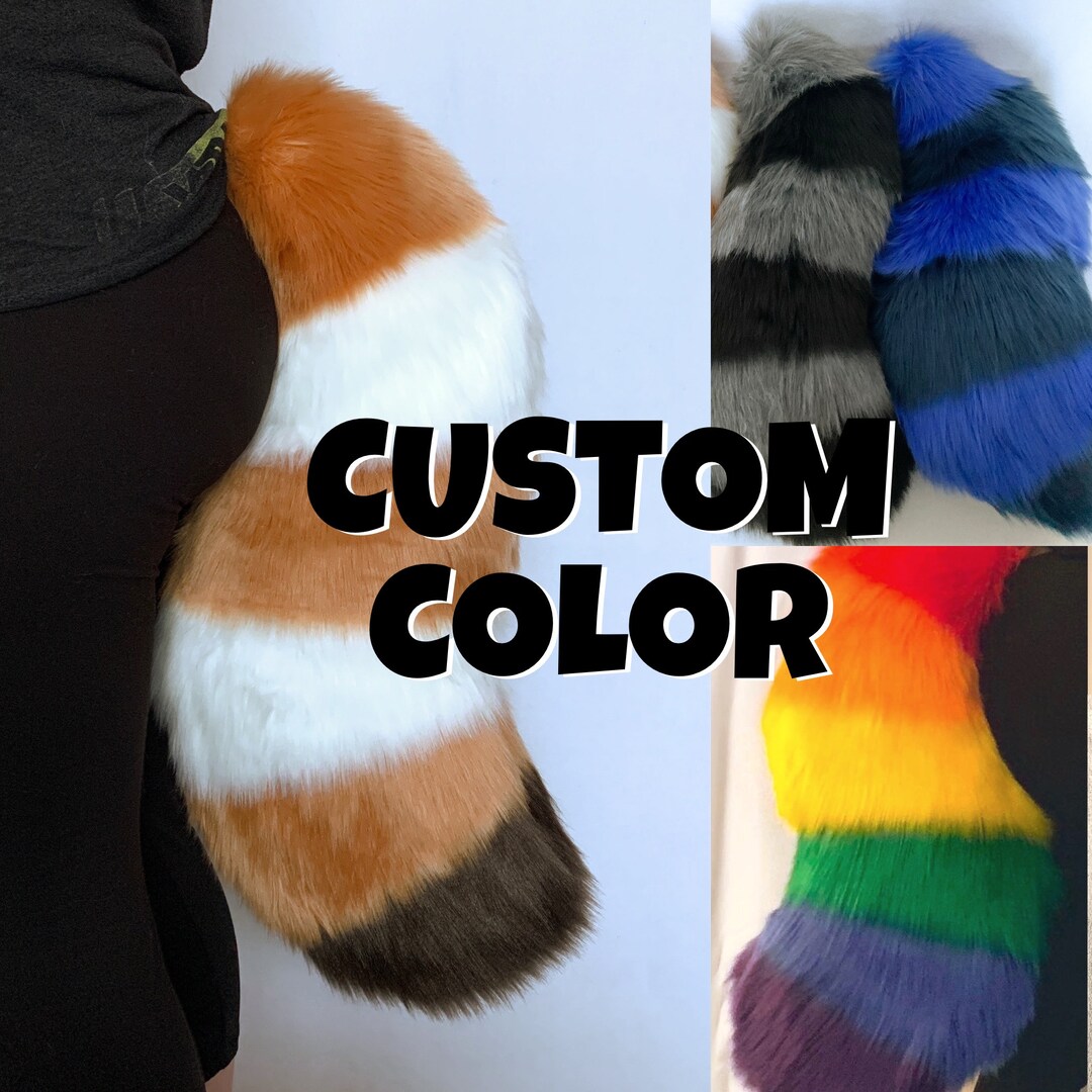 Custom Color Striped Raccoon Tail Furry Red Panda Tail Raccoon Tail ...