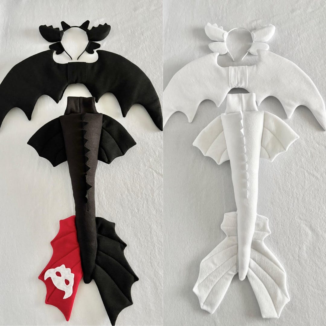 Black or White Dragon Wings Tail and Horns Set Black Dragon Costume ...