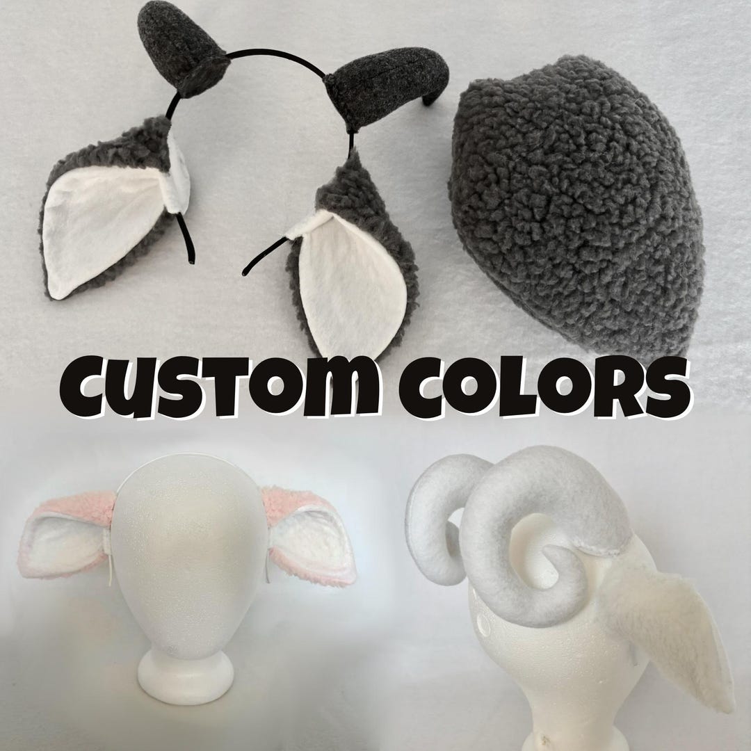 Sheep Ears With Horns and Tail Sheep Headband Lamb Ears Sheep Costume ...