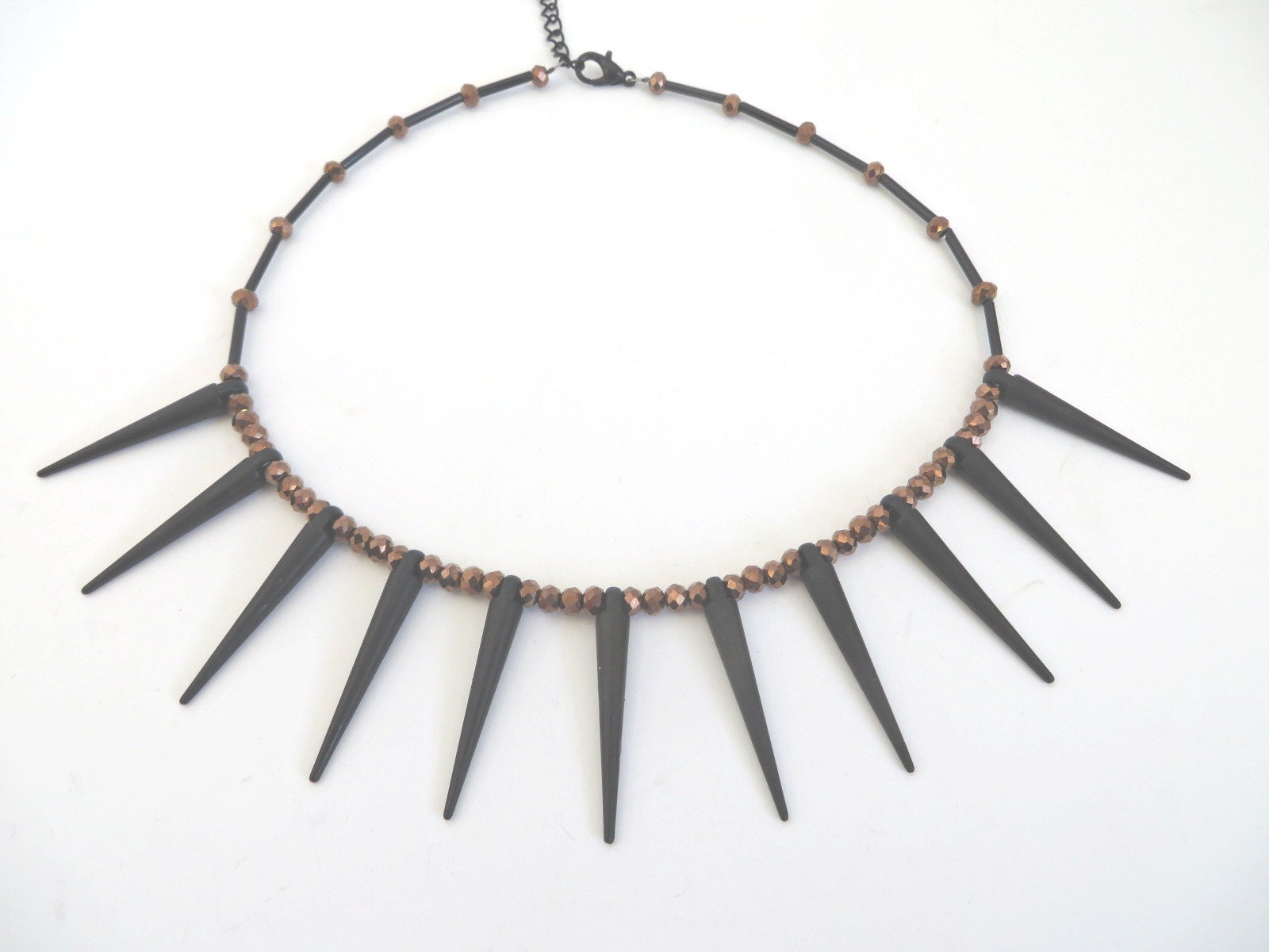 Black Spike Necklace Statement Necklace Spike Bib Necklace Goth Chic ...