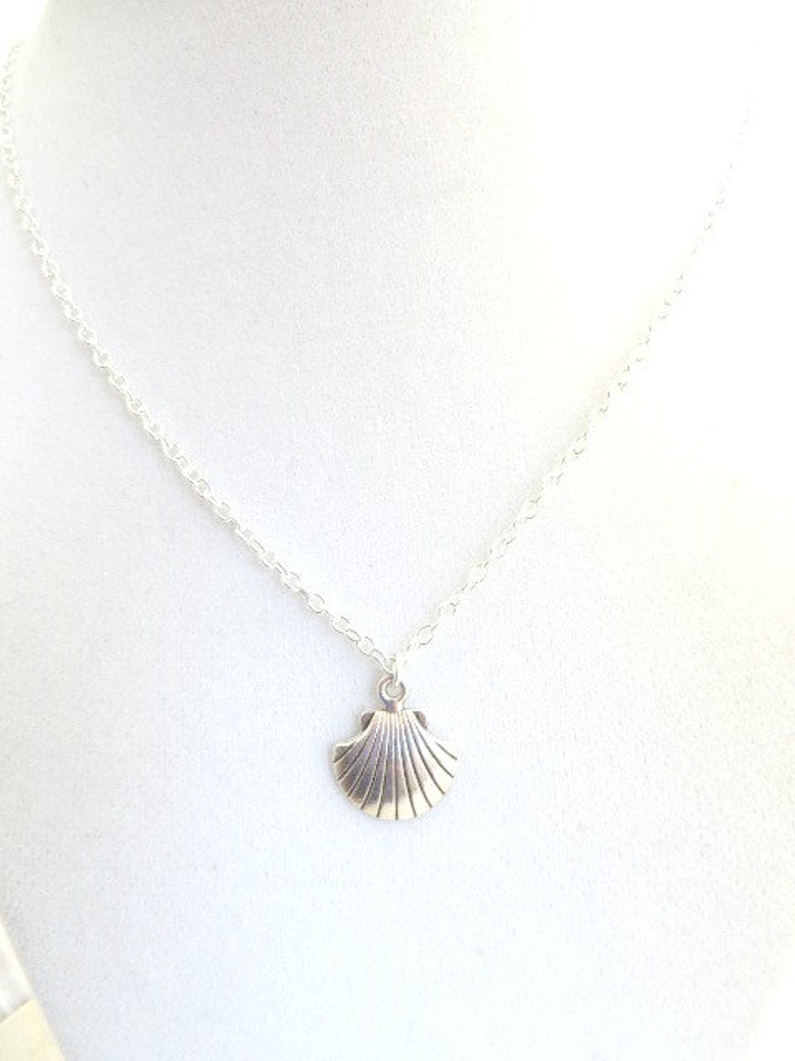 Silver Shell Necklace Summer Necklace Beach Necklace Minimalist ...