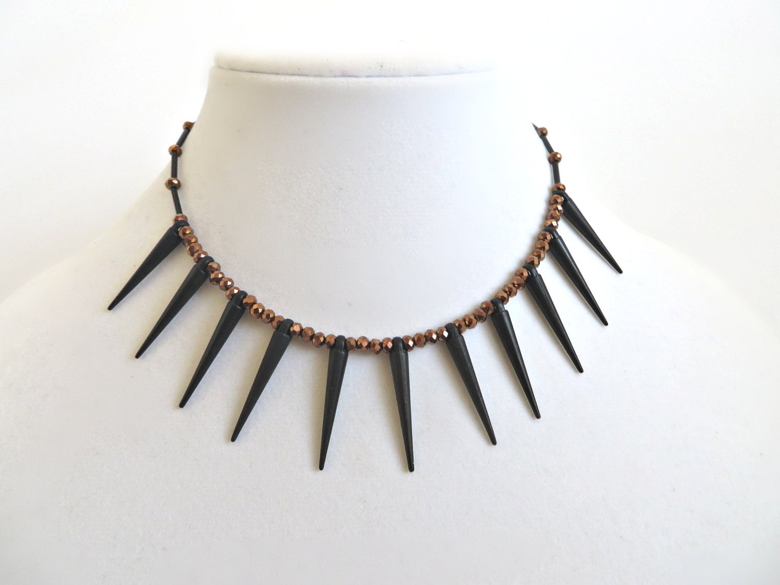 Black Spike Necklace Statement Necklace Spike Bib Necklace Goth Chic ...