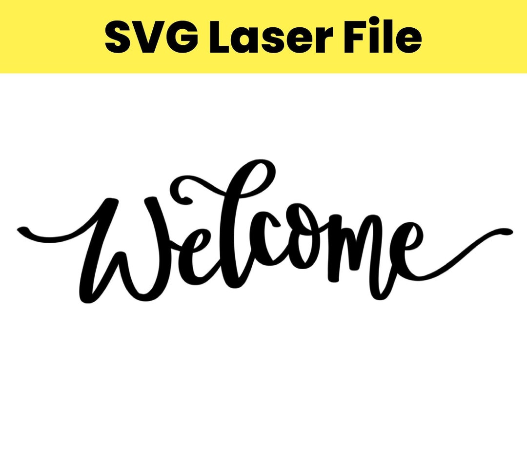 SVG Laser File Welcome Word Cutout Digital Door Hanger Template - Etsy
