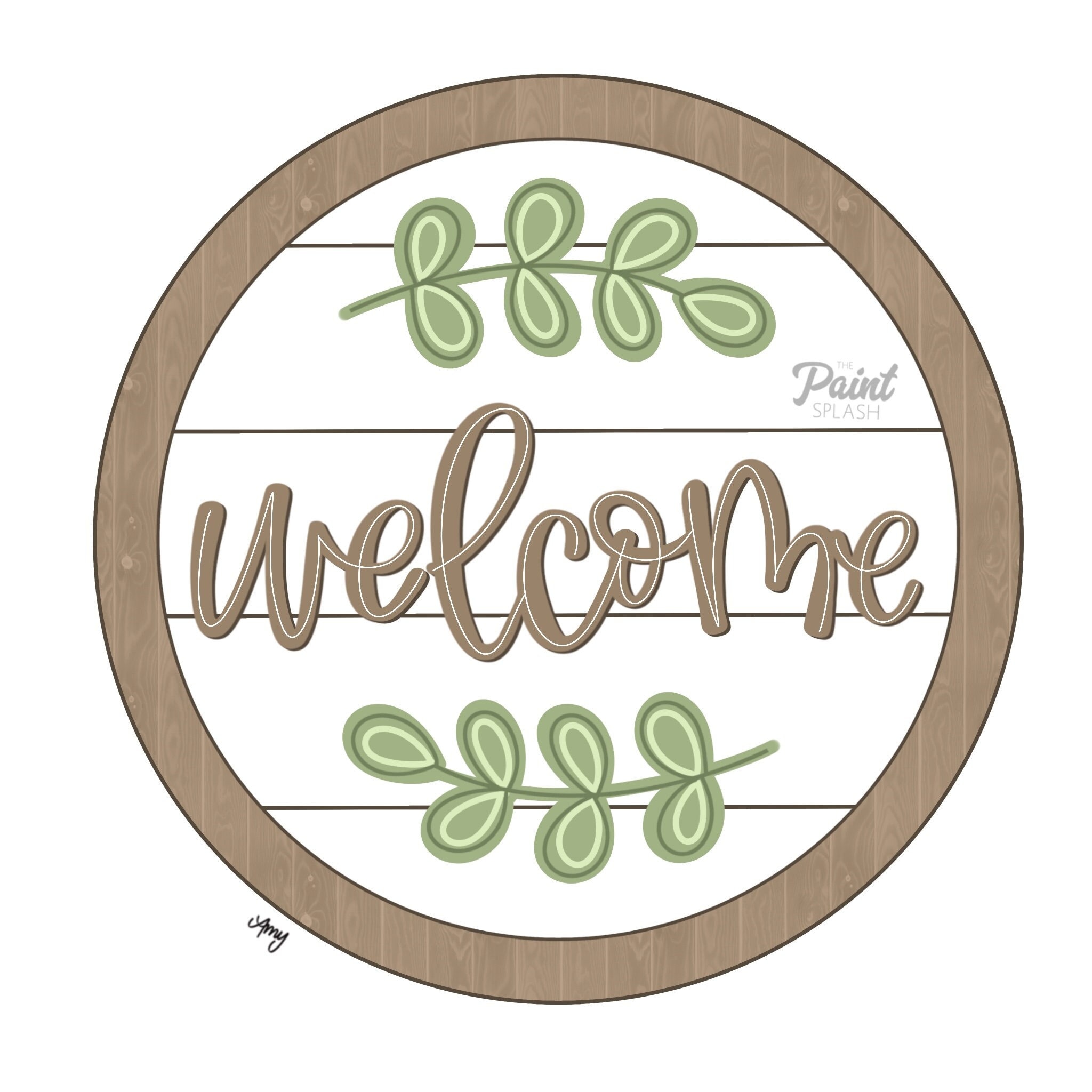 DIGITAL TEMPLATE: Welcome Farmhouse Shiplap Neutral Greenery - Etsy