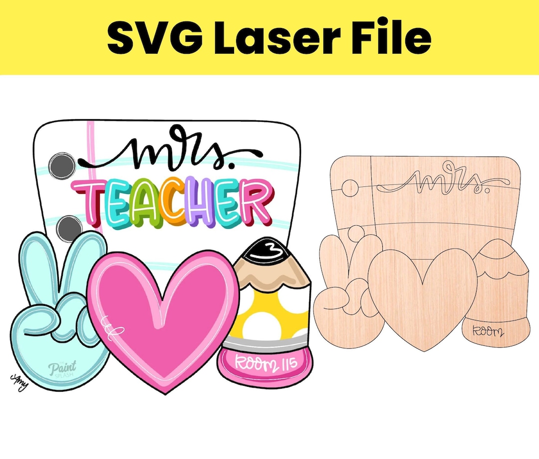 SVG Back to School Teacher Pencil Teach Door Hanger Template - Etsy