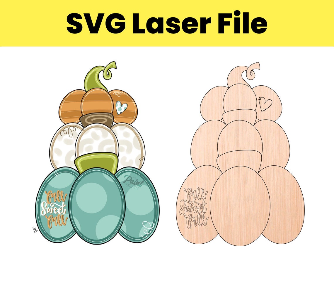 SVG Laser File Fall Stacked Pumpkins Three Pumpkin Trio Fall Door ...