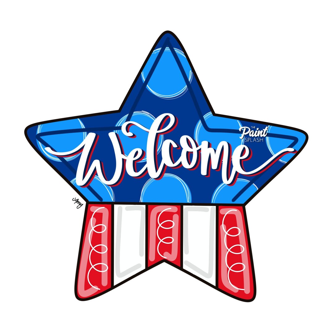 DIGITAL TEMPLATE: Patriotic Star Fourth of July 4th USA Door Hanger ...