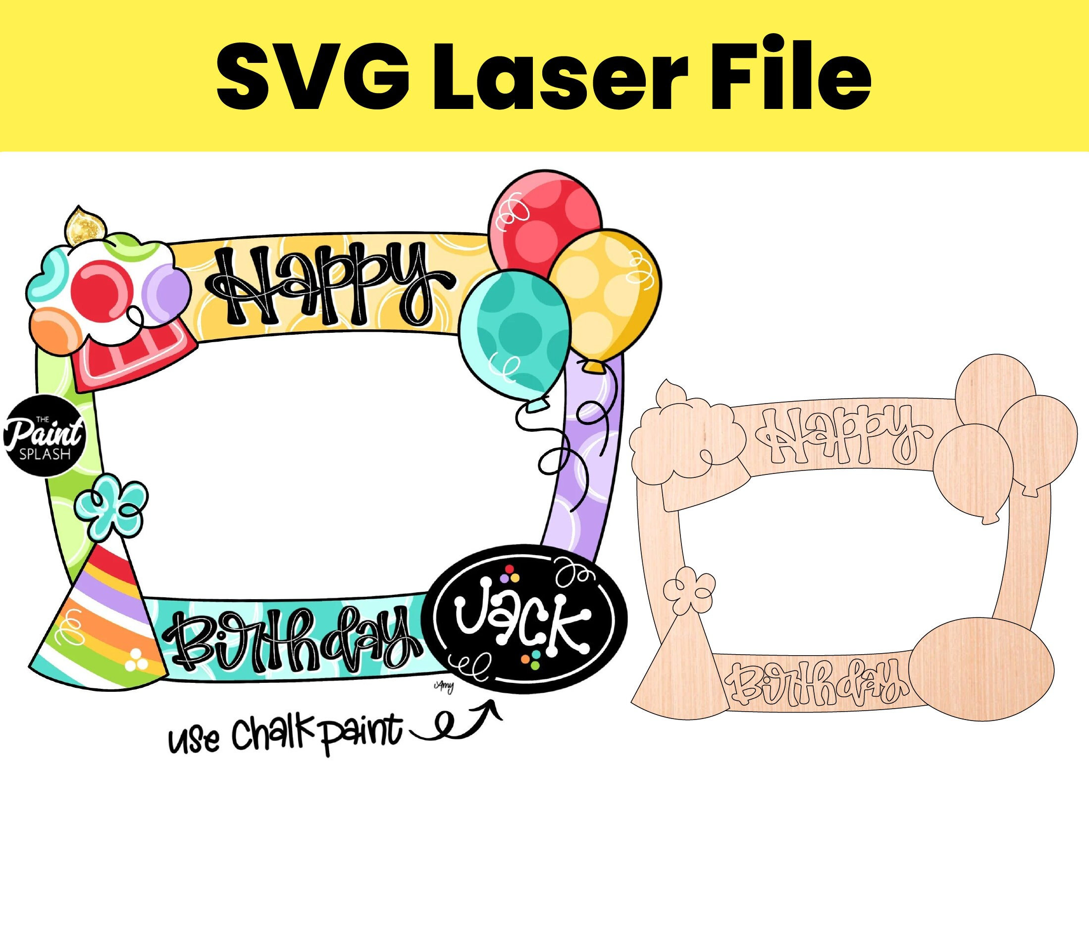 SVG Laser File Happy Birthday Party Photo Prop Sign Teacher Mom School ...