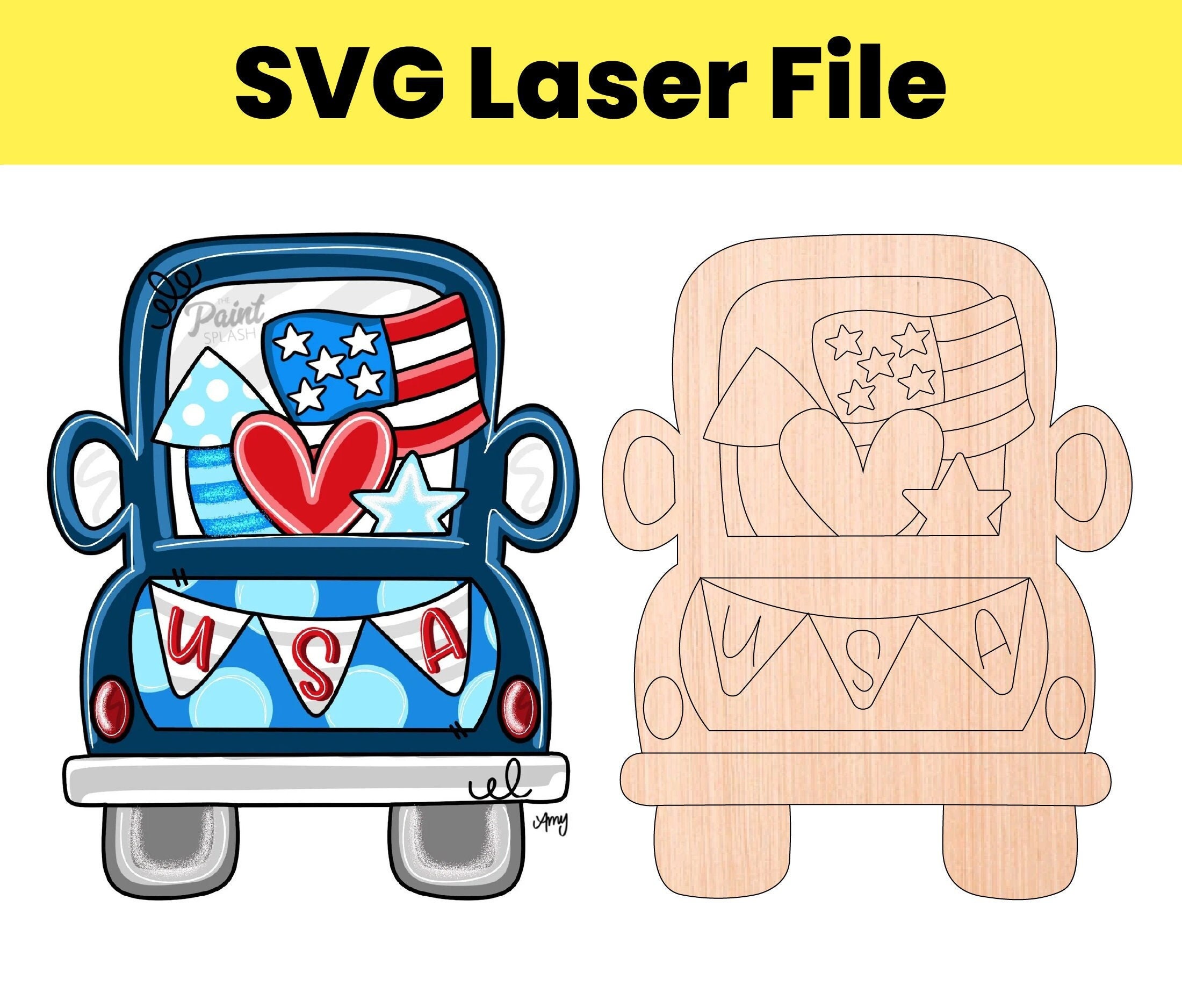 SVG Laser File Patriotic Truck Fourth of July Independence Day 4th Door ...