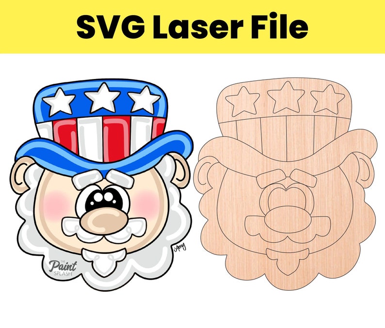 SVG Laser File Patriotic Uncle Sam Face USA Fourth of July 4th Digital ...