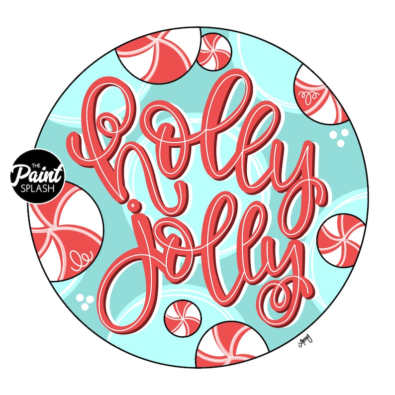 DIGITAL TEMPLATE: Holly Jolly Christmas Peppermint Candy Cane ...