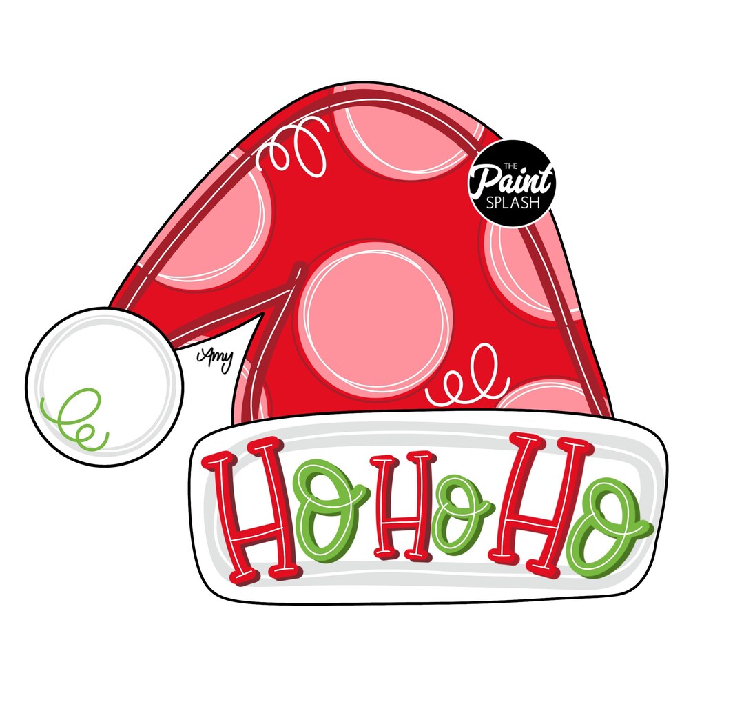 DIGITAL TEMPLATE: Santa Hat Christmas Santa Claus Hat Ho Ho Ho Hohoho ...