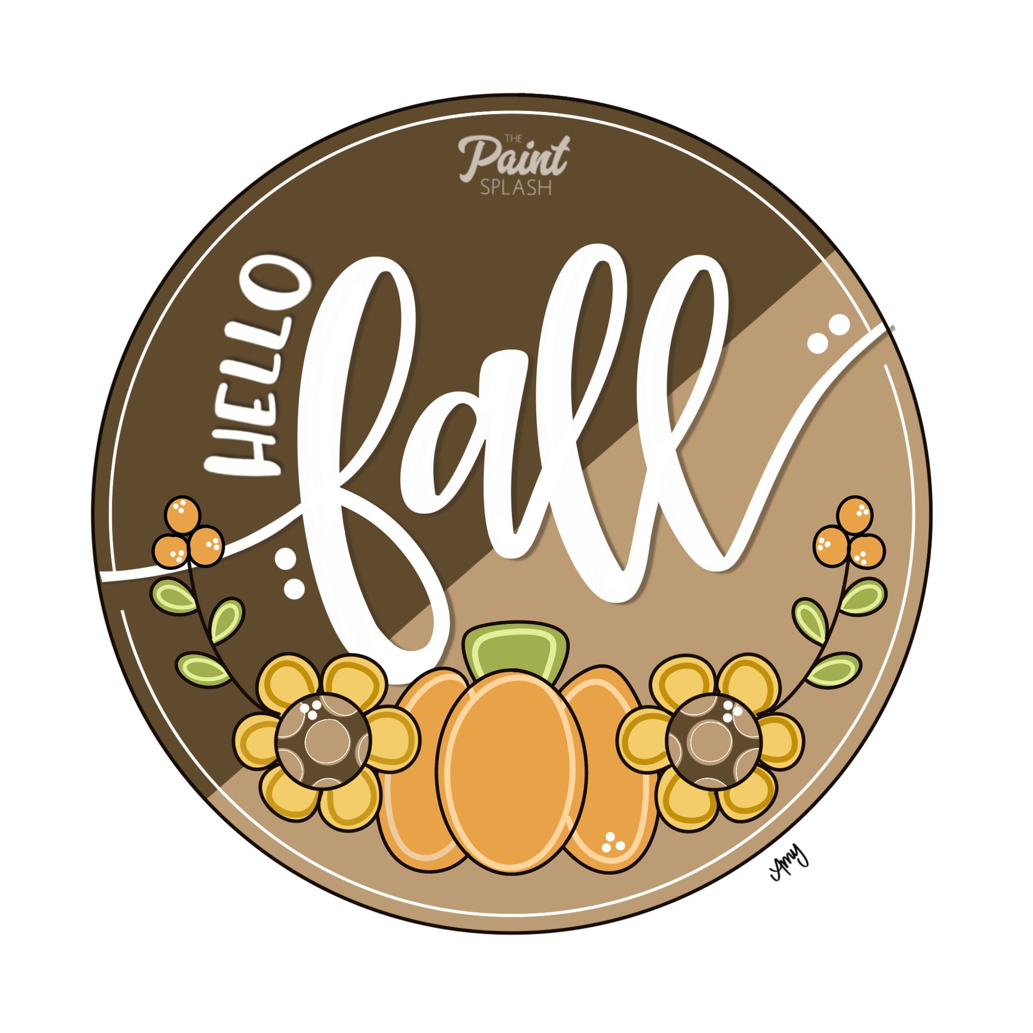 DIGITAL TEMPLATE: Hello Fall Pumpkin Flowers Happy Fall - Etsy