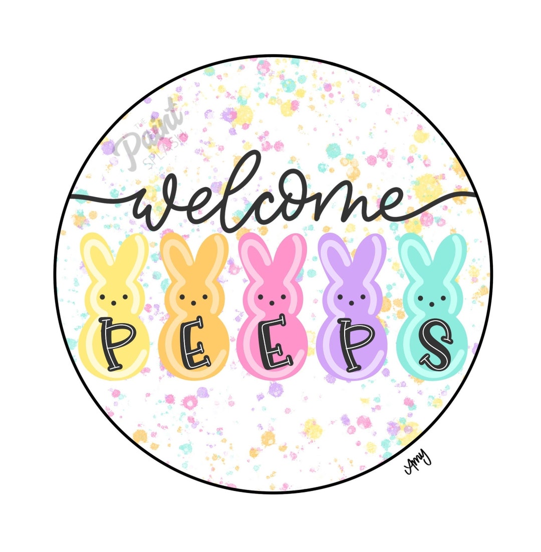 DIGITAL TEMPLATE: Easter Peeps Welcome Peeps Bunny Door Hanger Template ...