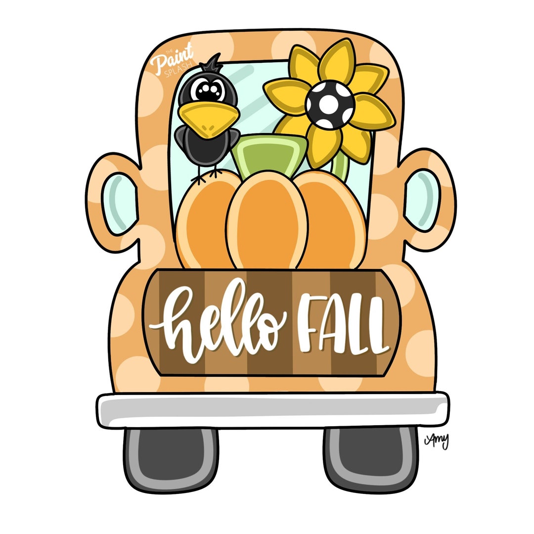 DIGITAL TEMPLATE: Fall Halloween Pumpkin Truck Sunflower Fall Scarecrow ...
