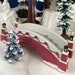 Christmas Village Red Bridge by Lemax. Porcelain Bridge With Lanterns ...