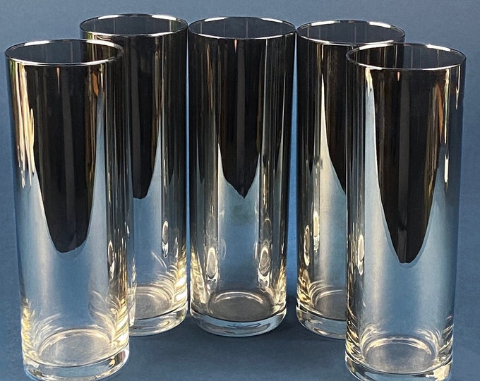 Silver Ombre Tumblers. Tall, Slim Glasses by Tom Collins. Mid-century ...