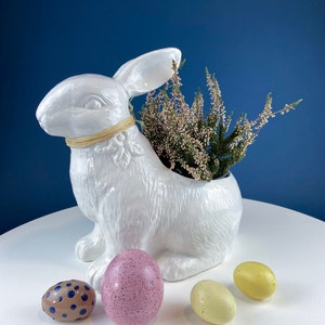 White Porcelain Bunny Planter. Large Ceramic Rabbit Figurine. Children ...