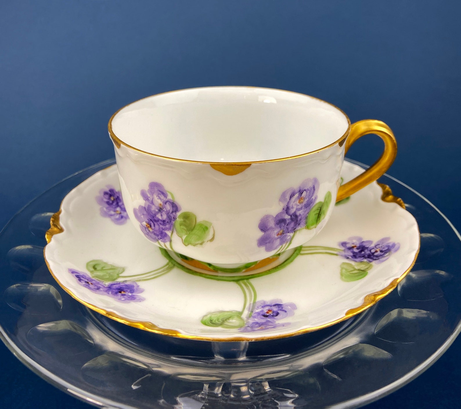 Antique Limoges Tea Cup and Saucer. Hand-painted Porcelain Tea - Etsy