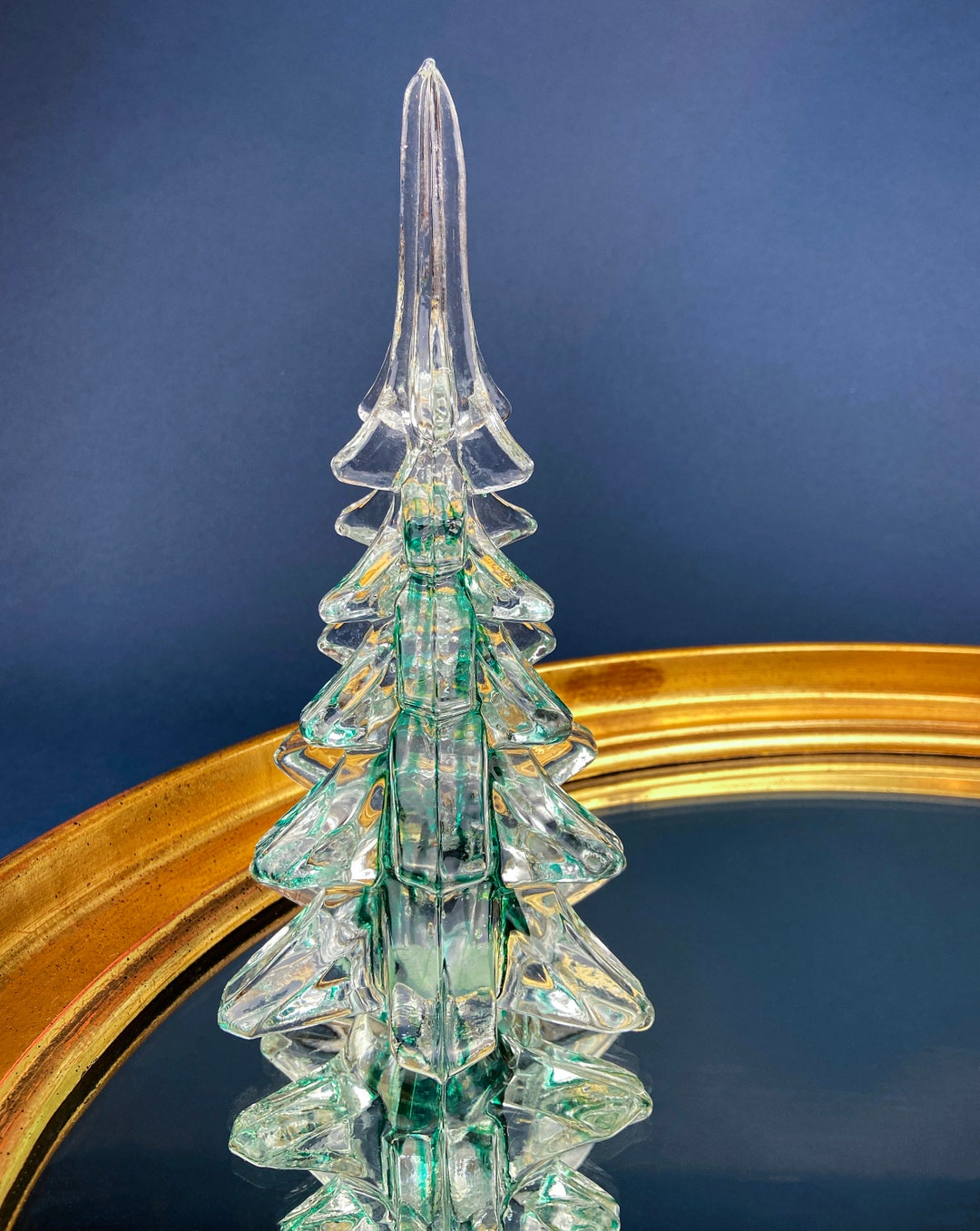 Crystal Christmas Tree With Green Speckles. Hand Crafted Art Glass ...