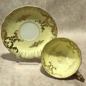 Vintage Yellow and Gold Cup and Saucer. Beautiful Dainty Tea Set. - Etsy