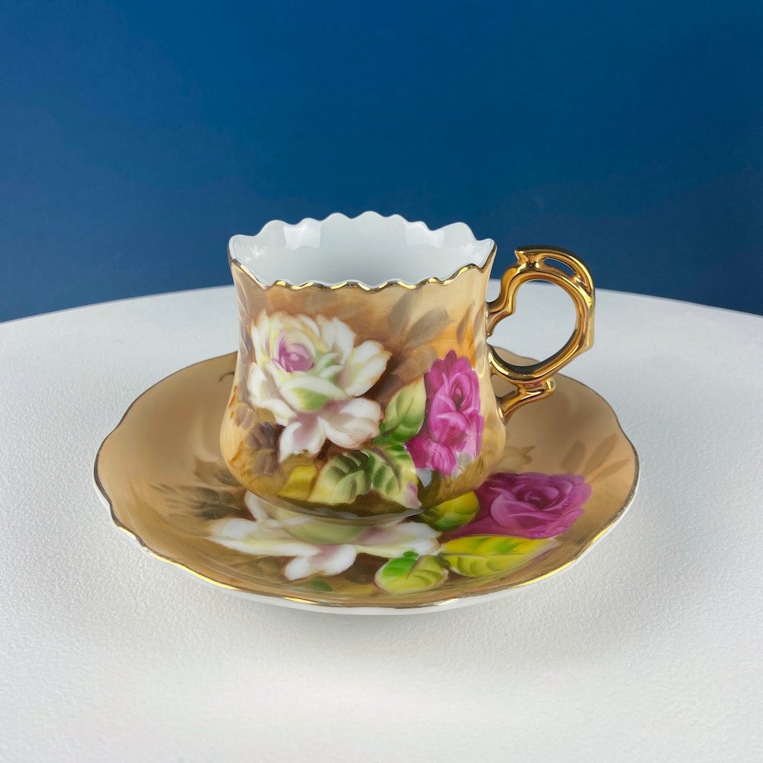 Lefton Tea Cup and Saucer: Hand Painted Roses, Collectible Tea Set - Etsy