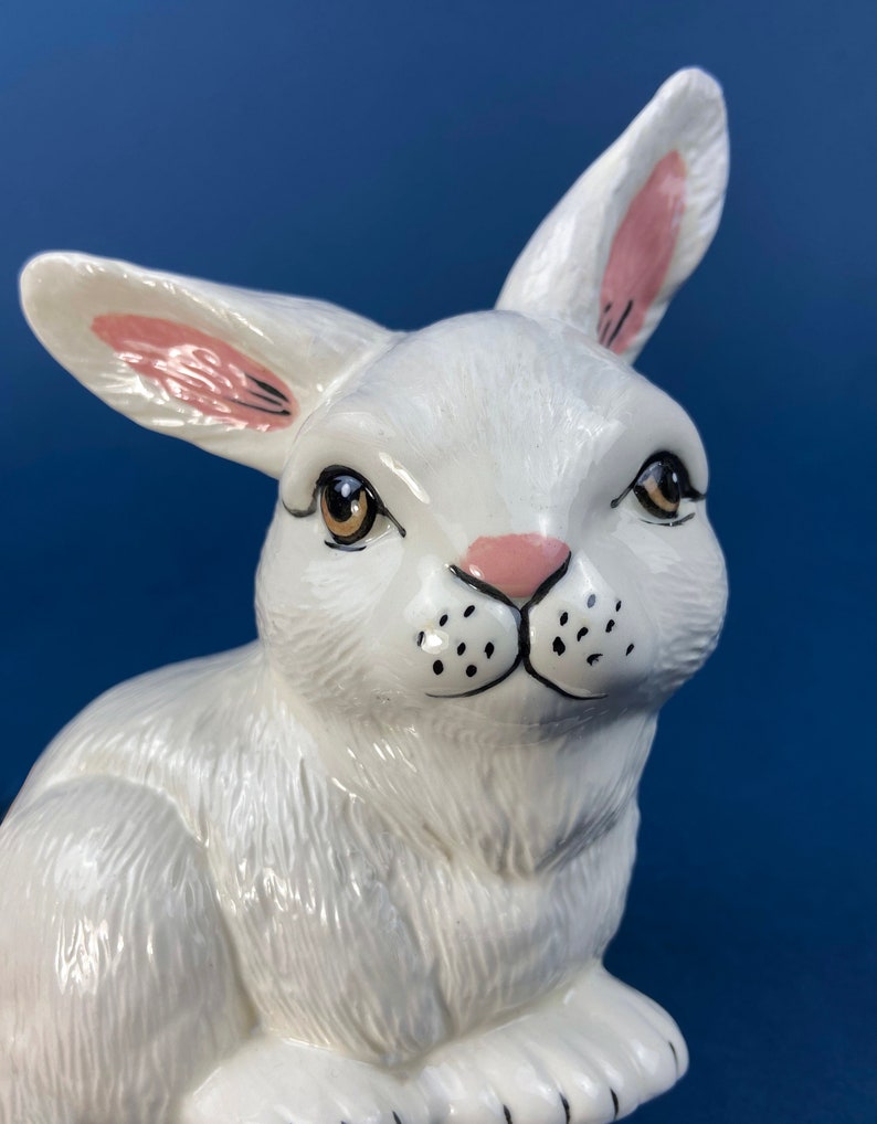 White Ceramic Bunny. Pink-nosed Hazel-eyed Rabbit. Easter or - Etsy