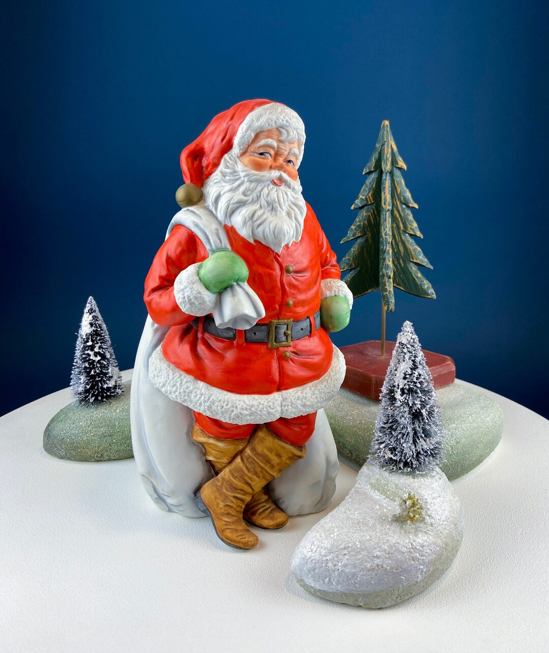 Vintage Ceramic Santa With Huge Bag of Gifts. Hand Painted Coy Santa ...