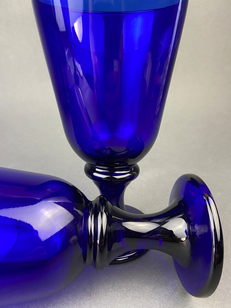 Cobalt Blue Glass Water Goblets. Set of Eight Contemporary Style ...
