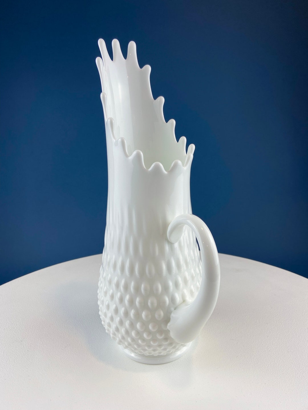 Milk Glass Hobnail Splash Vase. Fenton White Glass Flower Vase With ...