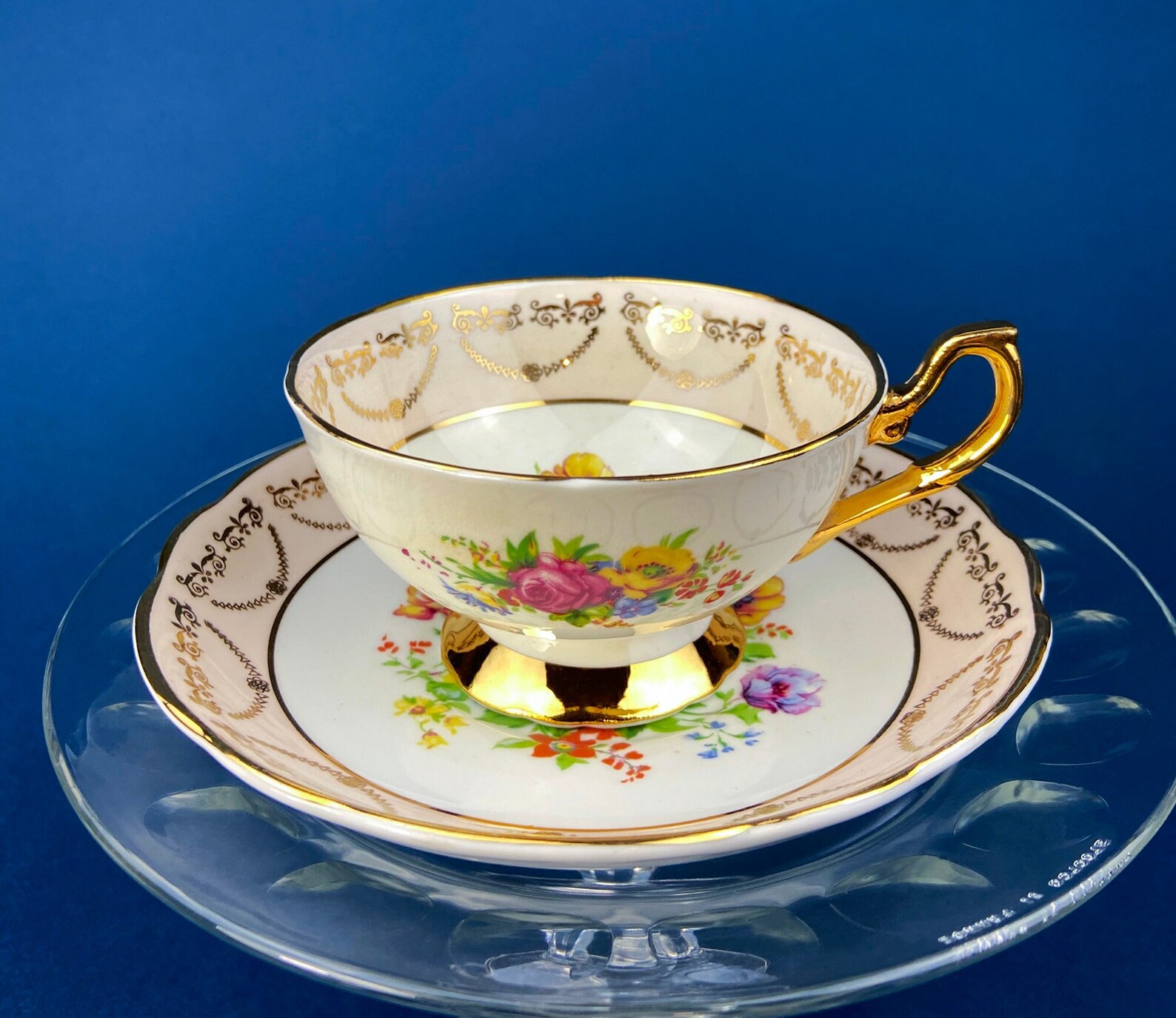 Antique Regency Tea Cup and Saucer, Hand-painted Wildflower Porcelain ...