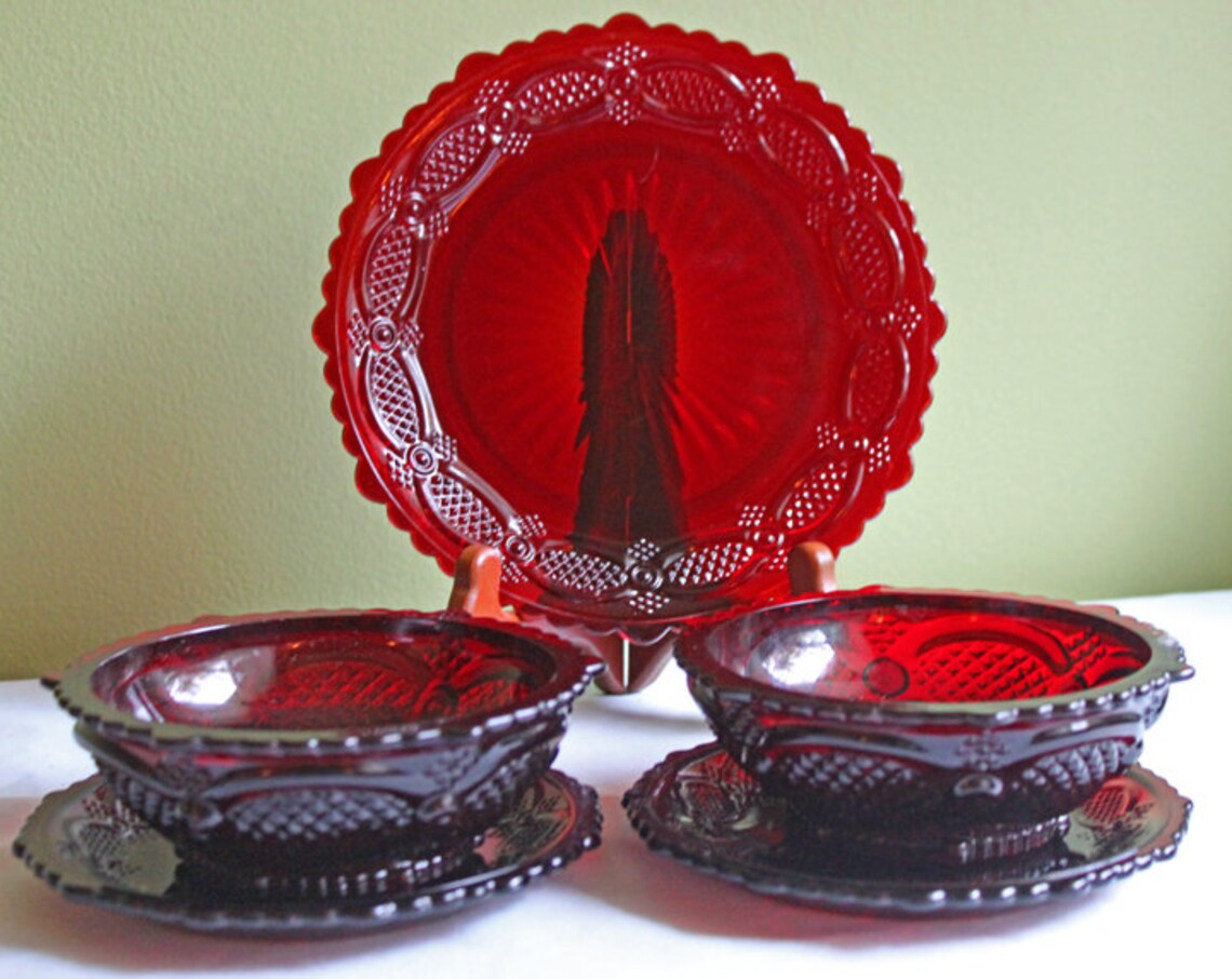 Avon Cape Cod Collection. Ruby Red Glass Small Plate. - Etsy