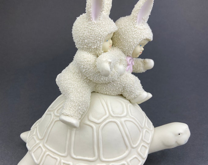 Large Snowbabies Figurine. Two Babies Dresses Like Bunnies Riding ...