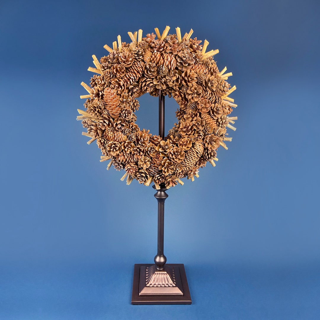 Adjustable Wreath Stand in Bronze Color With Ornate Square Base. Metal ...