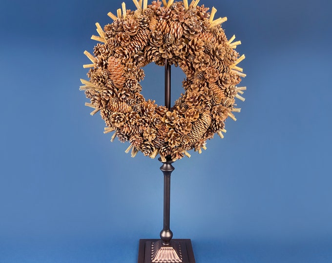 Adjustable Wreath Stand in Bronze Color With Ornate Square Base. Metal ...