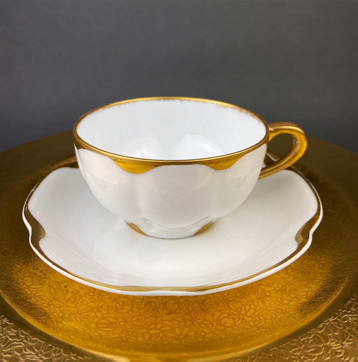 Antique Limoges Porcelain Tea Set/trio. Tea Cup, Saucer and Salad Plate ...