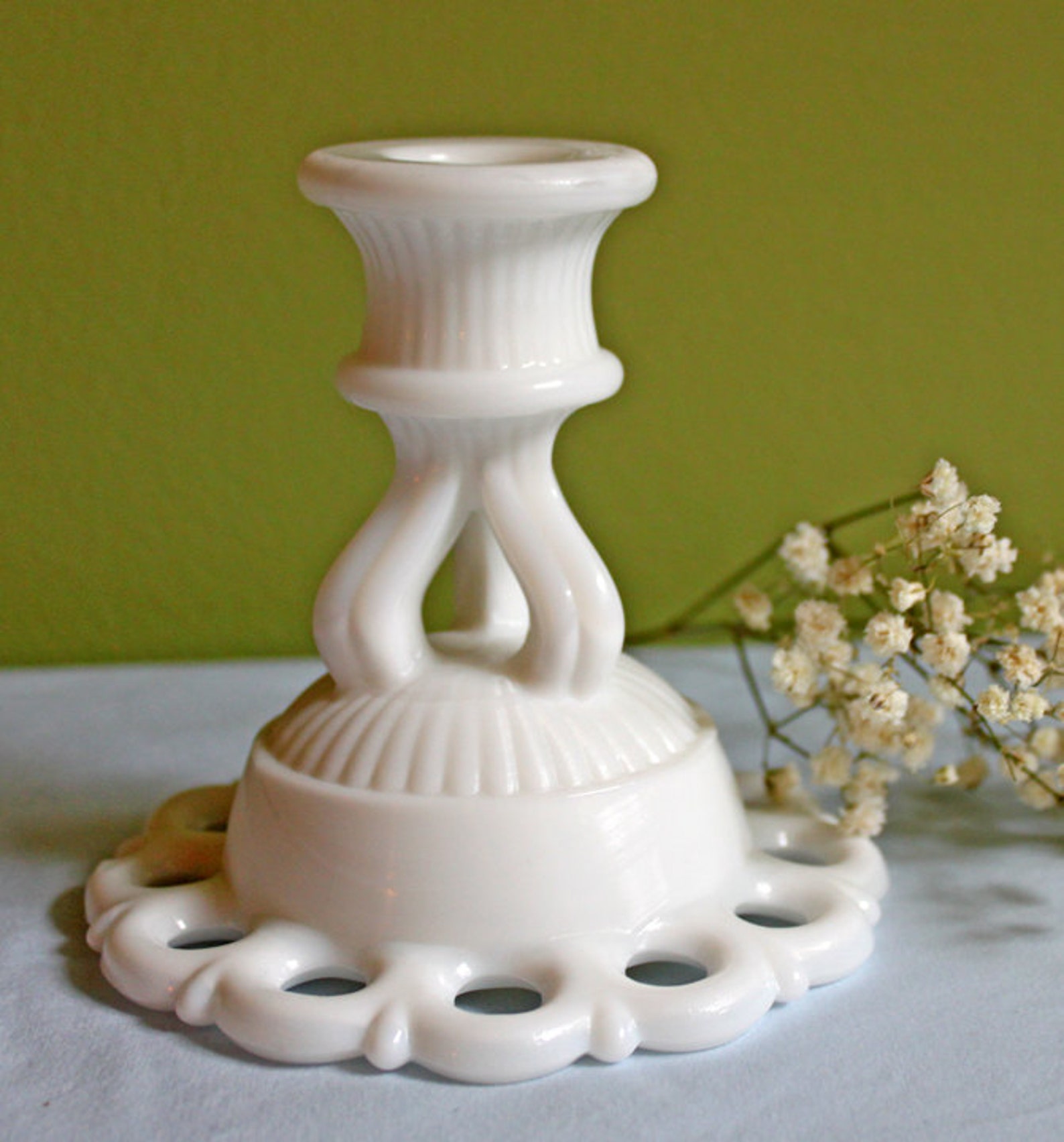 Westmoreland Milk Glass Candle Stick. Old Colony Pattern. Candles Stick ...