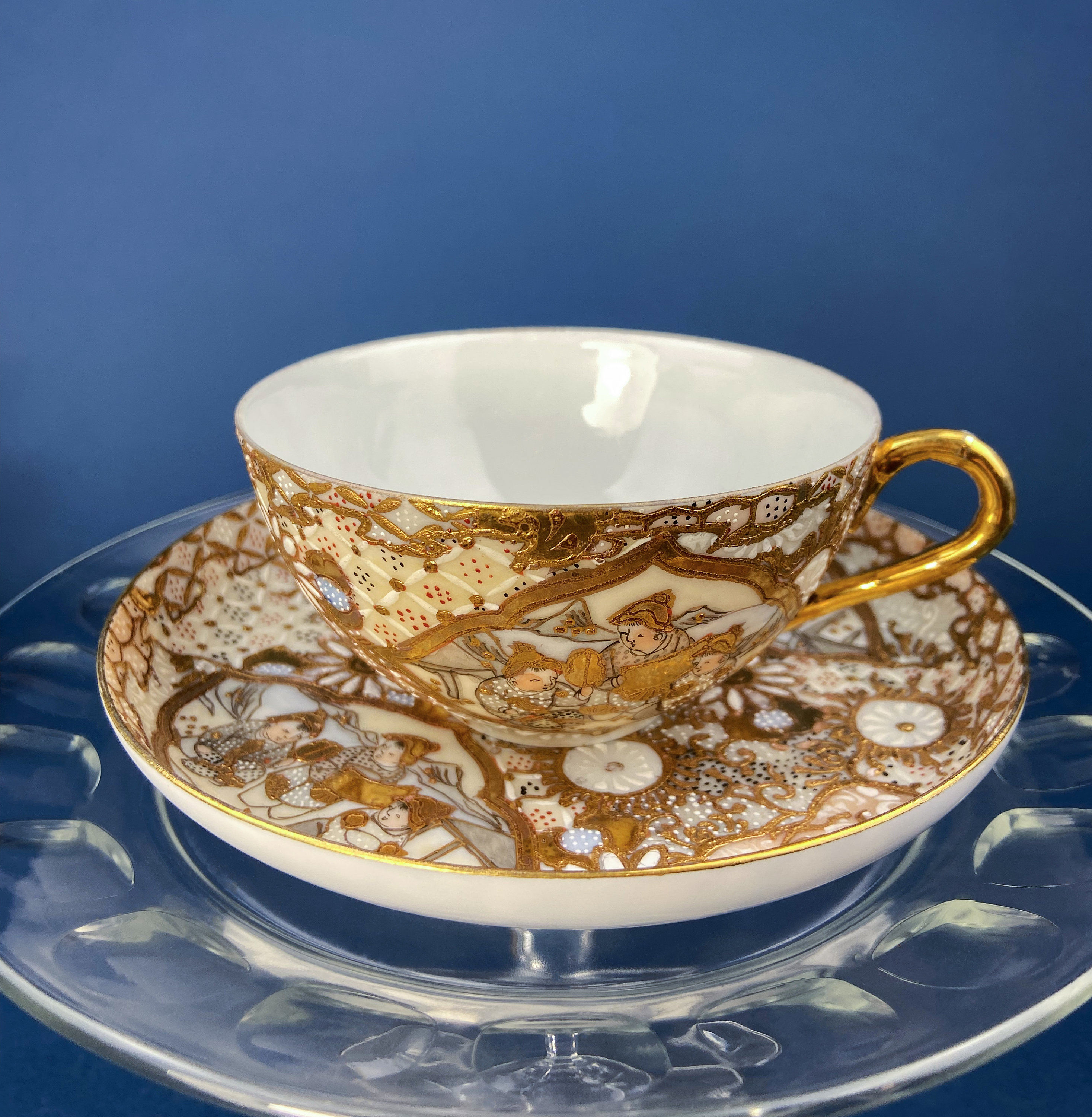 Antique Japanese Moriage Tea Cup Set. Gold Hand Painted Teaware With ...