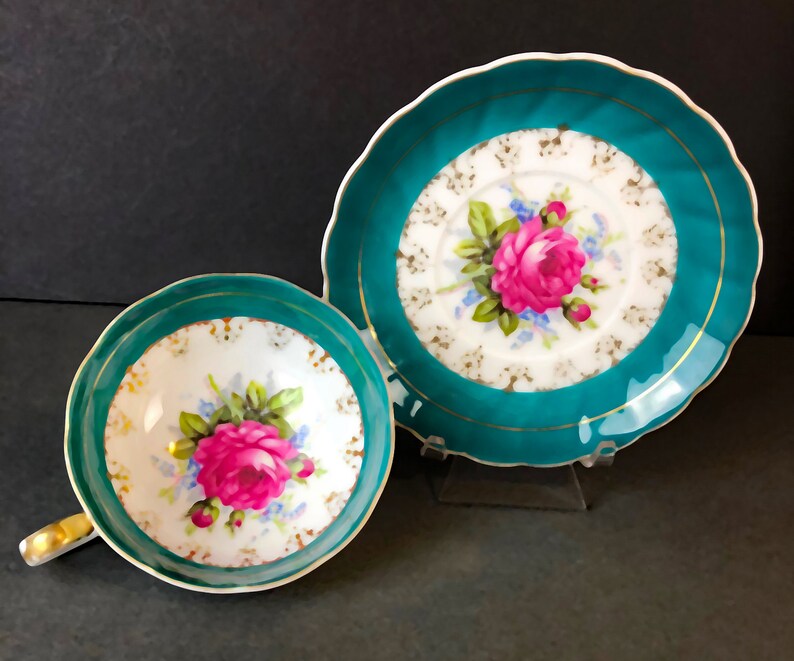 Vintage Tea Cup and Saucer. Hand Painted Three Footed Tea Set | Etsy