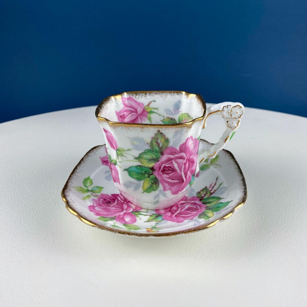 Royal Stafford Berkeley Rose Tea Cup, Bold Pink Floral Handle, Made in ...