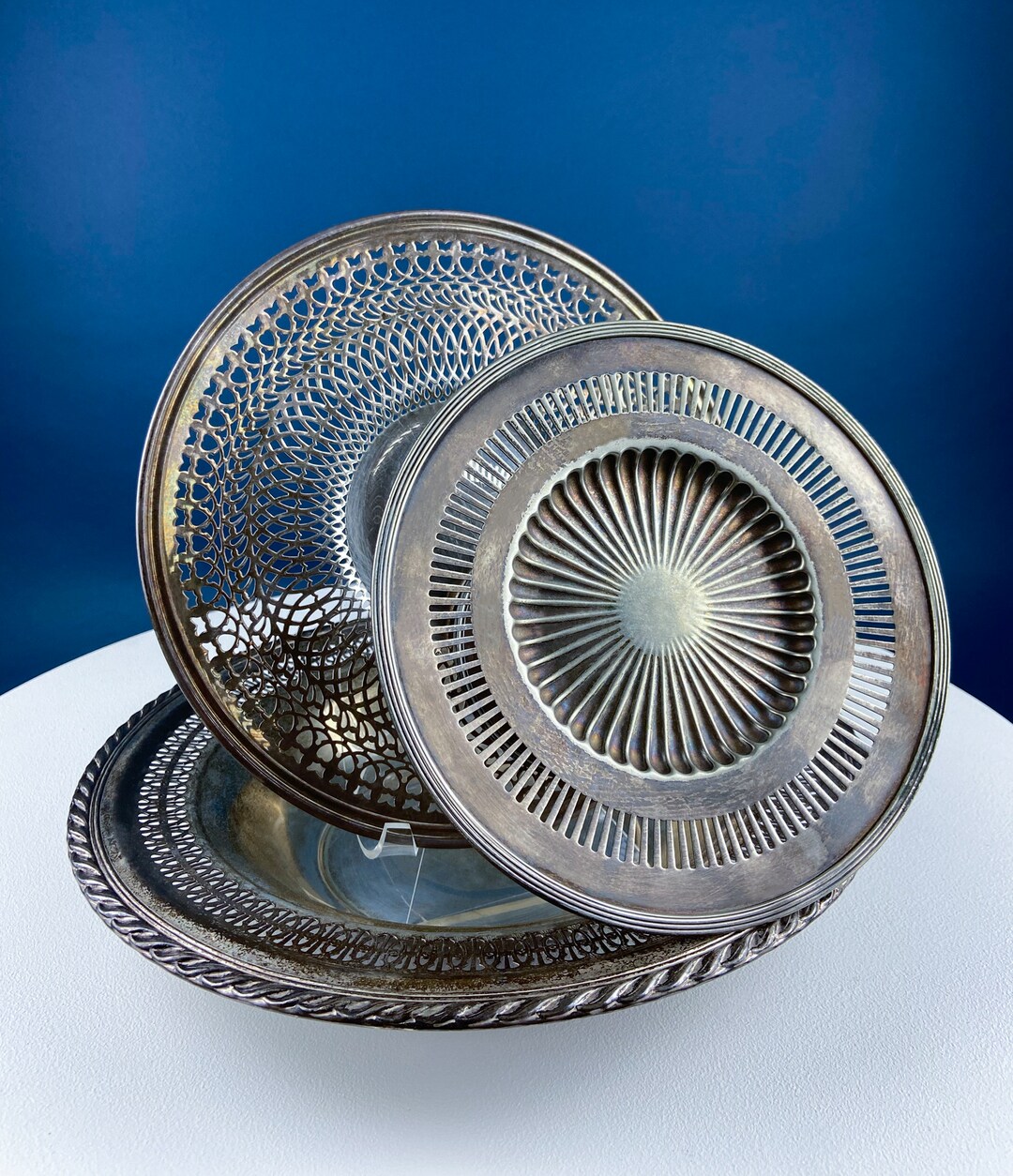 Vintage Silver Plated Serving Dishes Collection. Stunning Lacey ...
