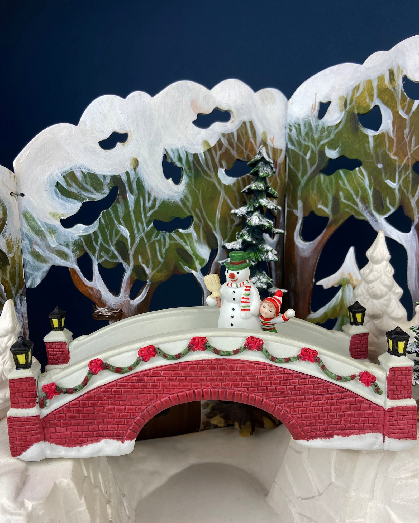 Christmas Village Red Bridge by Lemax. Porcelain Bridge With - Etsy