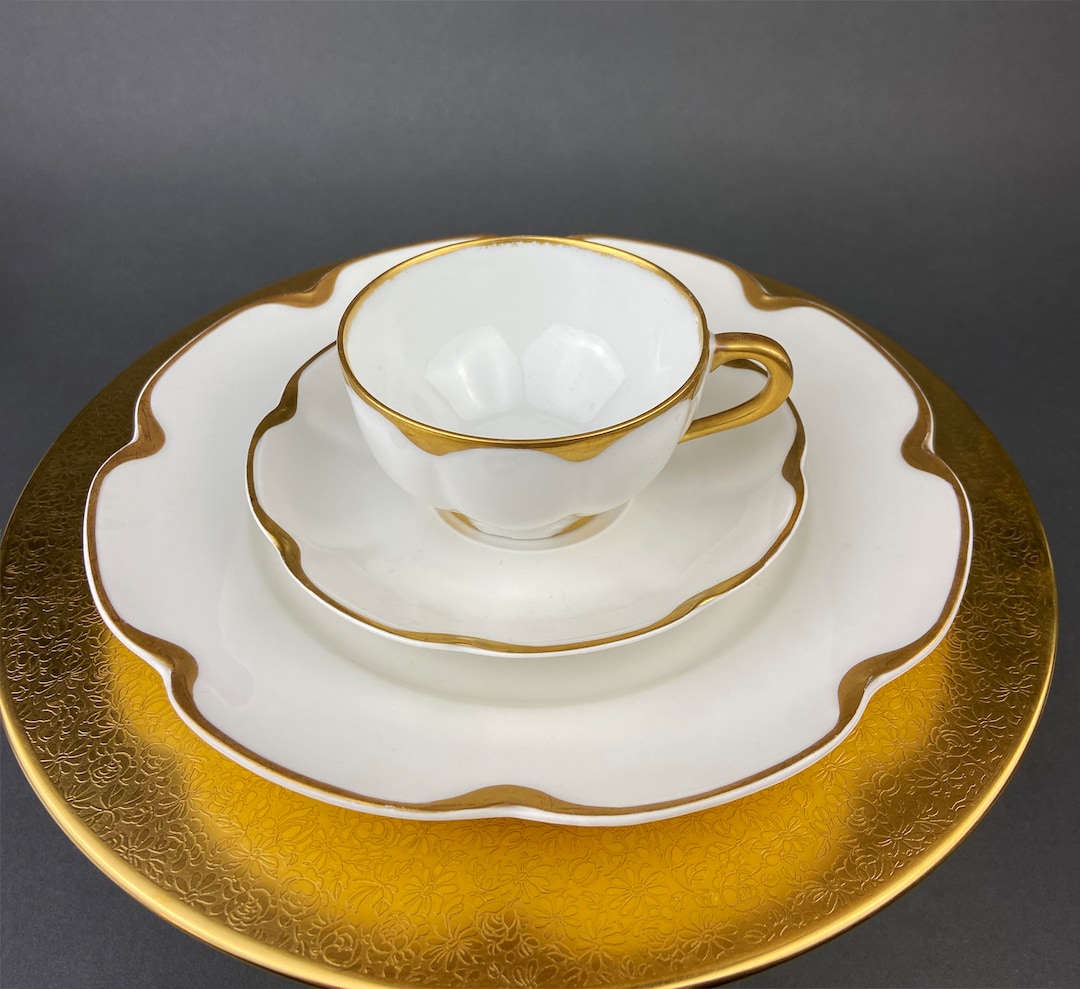 Antique Limoges Porcelain Tea Set/trio. Tea Cup, Saucer and Salad Plate ...